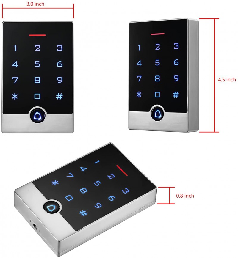 Security Door Access Control Keypad, RFID Keypad with ID Key Fobs, Stand-Alone Keypad, Support ...
