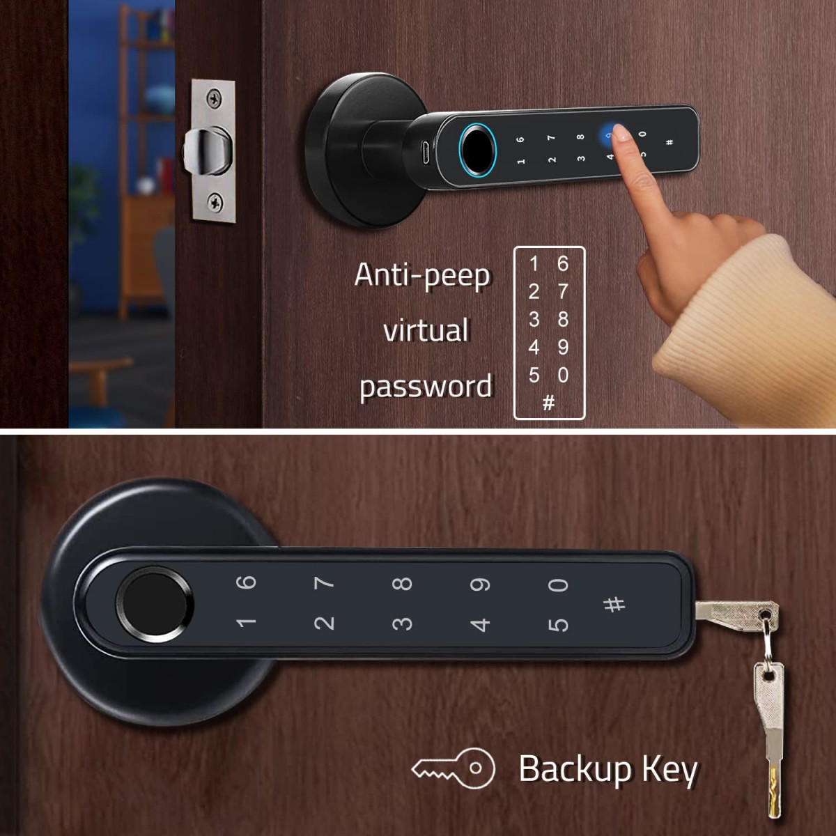 Fingerprint Door Lock, Tuya Smart Digital Lever Lock, Keyless Entry ...